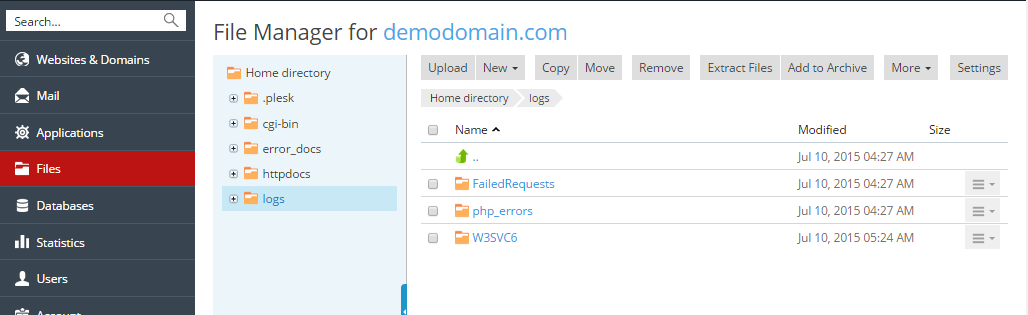 Plesk Viewing Website Error Log Basehost